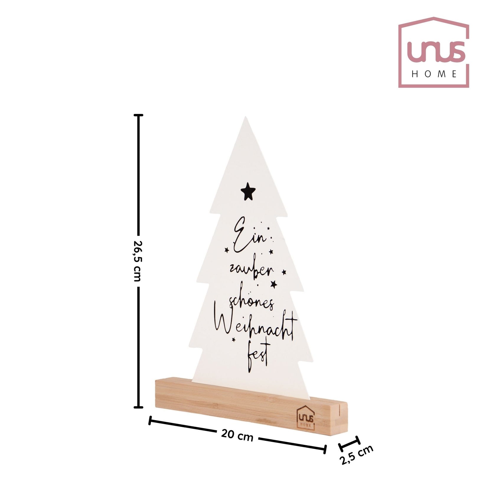 Aufsteller SilhouetteTannenbaum mit festlichem Spruch – UNUS